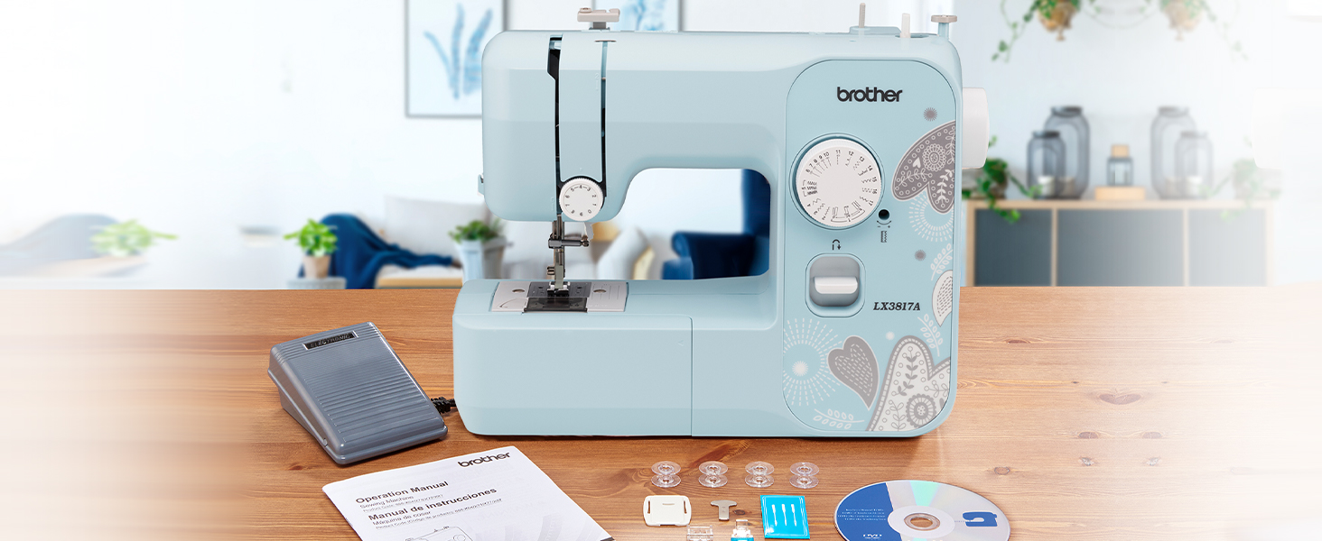 Brother LX3817A Full-Size Sewing Machine Aqua - 17 Stitch - Brother