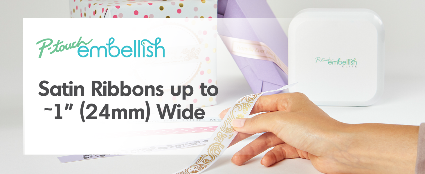 Brother TZERW54 | P-touch Embellish Gold Print on Red Satin Ribbon