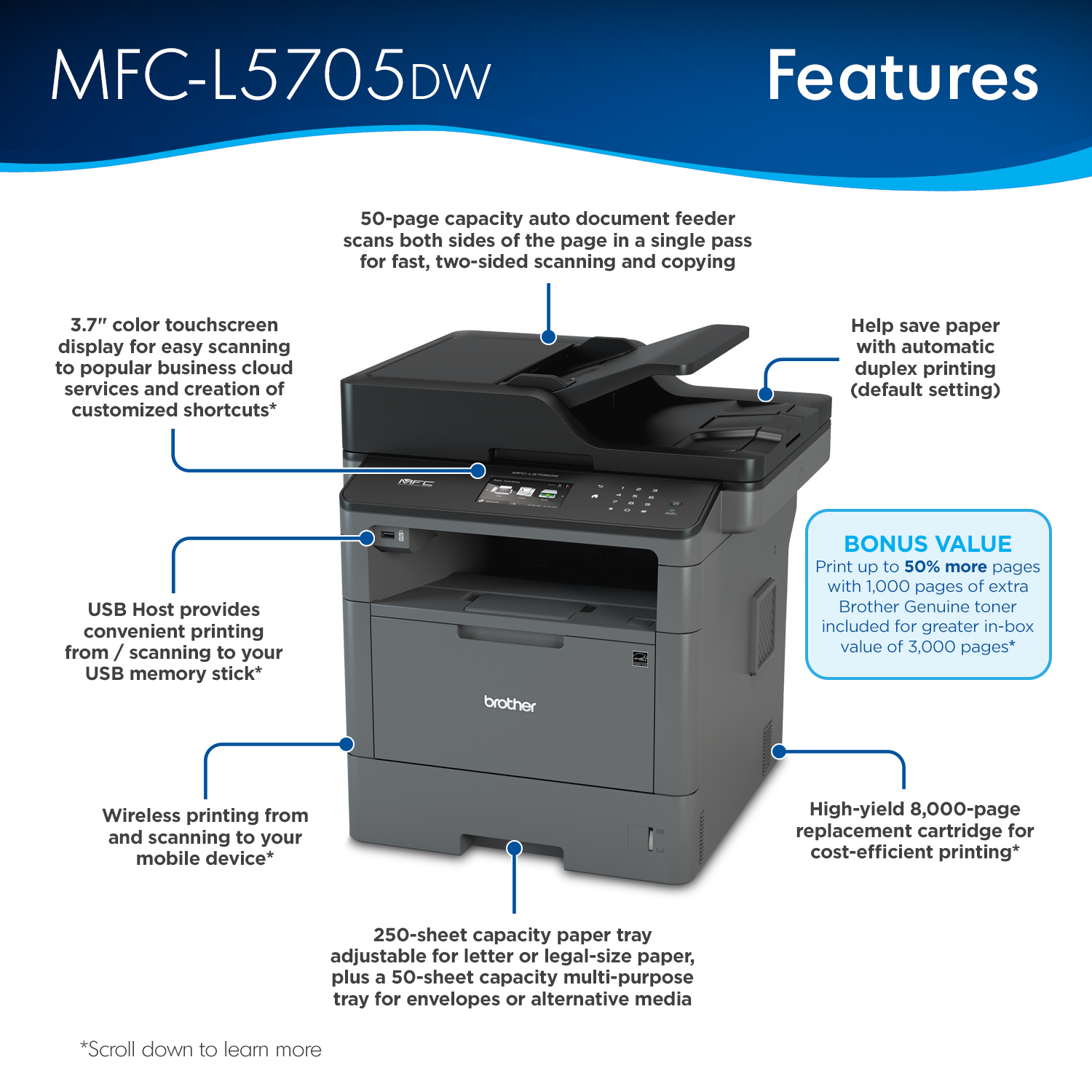 MFC-L5705DW | PrintersAIOs | PrintersAIOsFaxMachines | By Brother