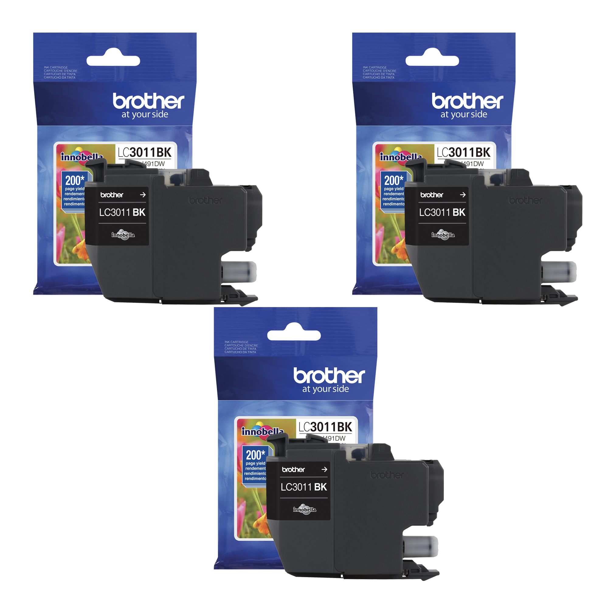 Standard-yield LC3011BK Black Ink Bundle | By Brother