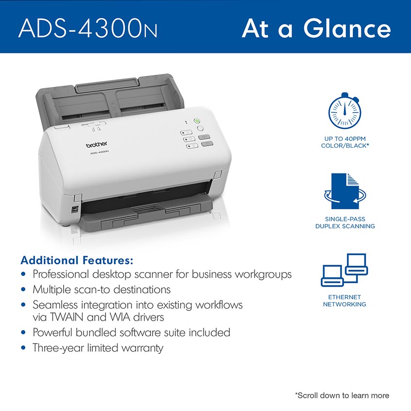 ADS-4300N | Scanners | By Brother
