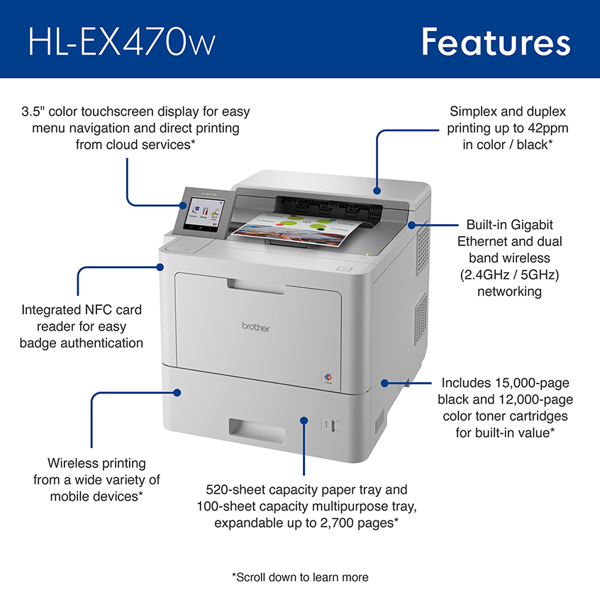 HL-EX470W | PrintersAIOs | PrintersAIOsFaxMachines | By Brother