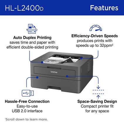 HL-L2400D | PrintersAIOs | PrintersAIOsFaxMachines | By Brother