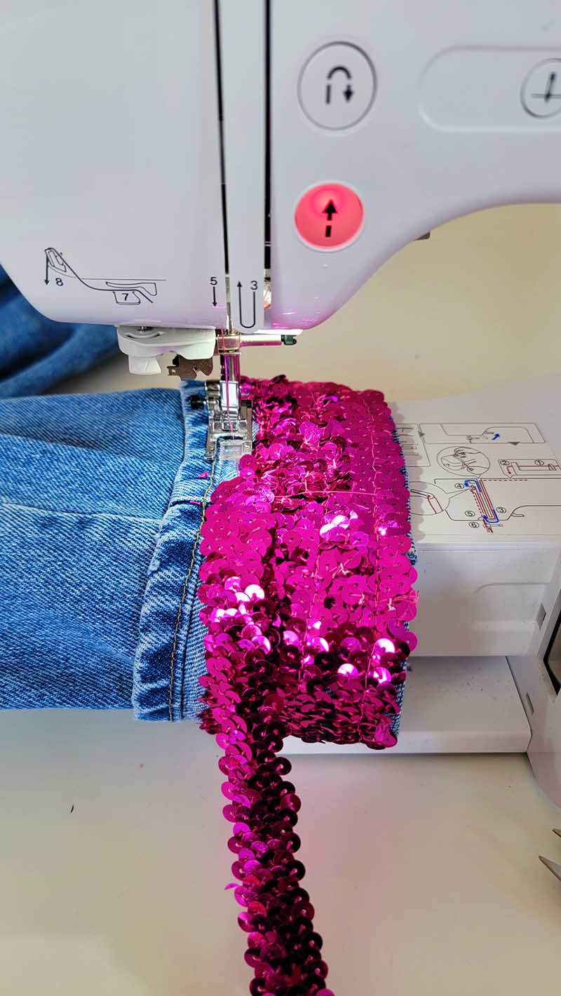 How to sew sequin-cuffed jeans | Brother